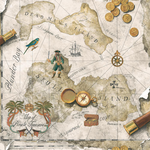 BT2815-brothers-and-sisters-5-pirates-map-wallpaper-beige - Lelands ...